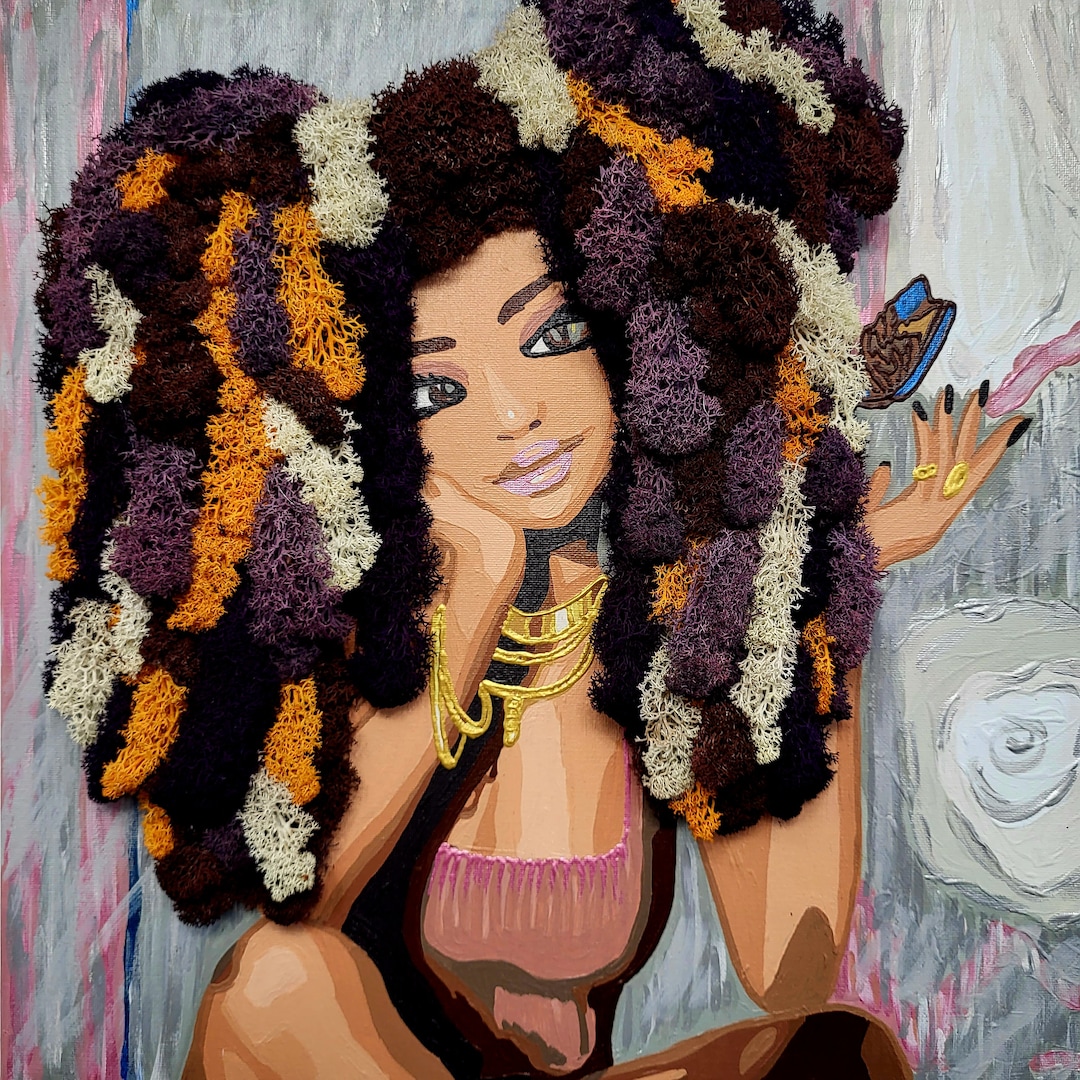 Moss Art "serene Beauty" | Woman Portrait With Moss Hair | Eco Friendly ...