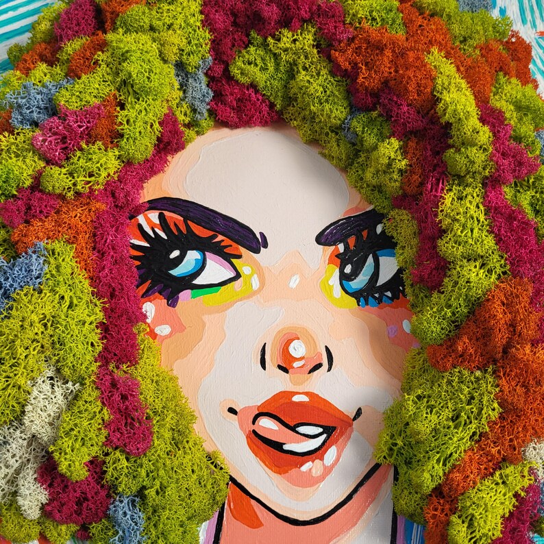 Moss Painting Pop Art Diva | Woman Portrait | Eco-friendly Moss Art ...