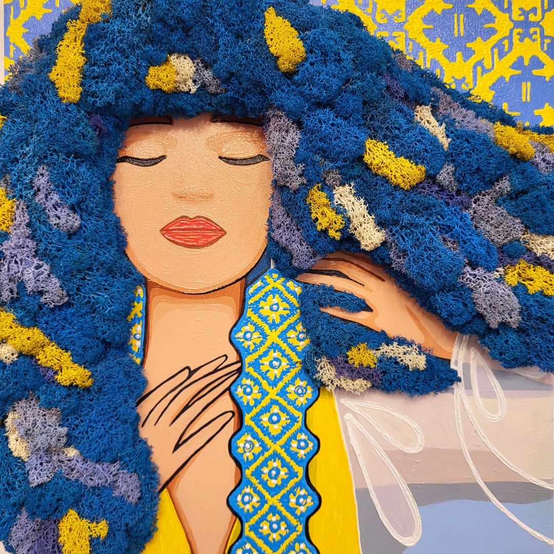 Unique Moss Art "ukrainian Woman" | Wall Hanging Woman's Portrait With ...