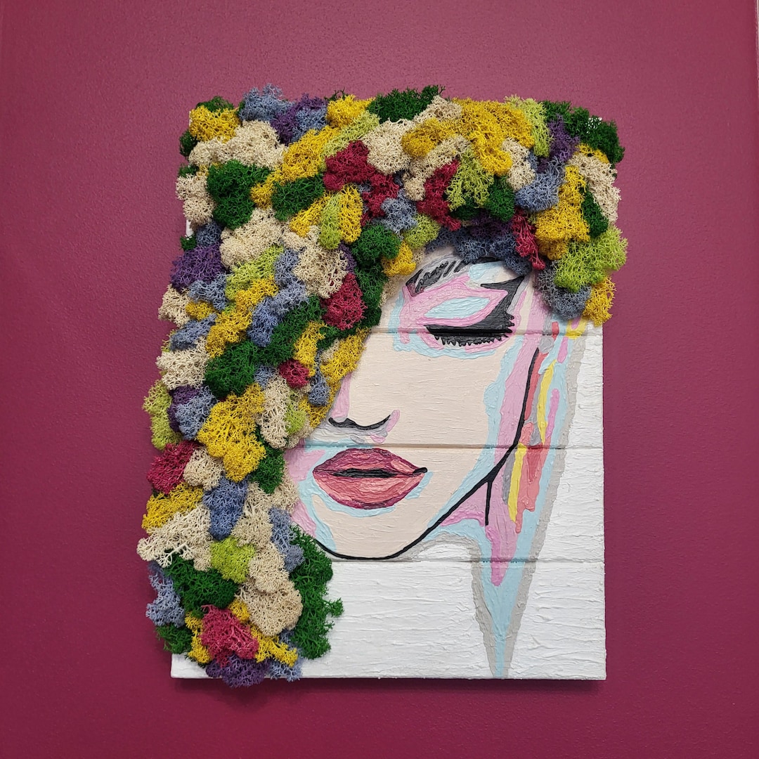 Moss Art "flora" | Eco-friendly Colored Moss | Woman Portrait | High ...