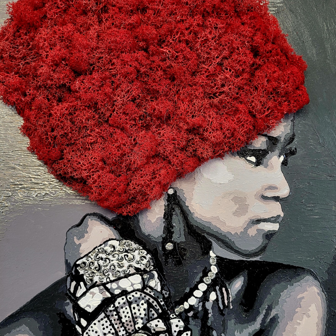 Unique Moss Painting "african Beauty" | Woman's Portrait With Eco ...