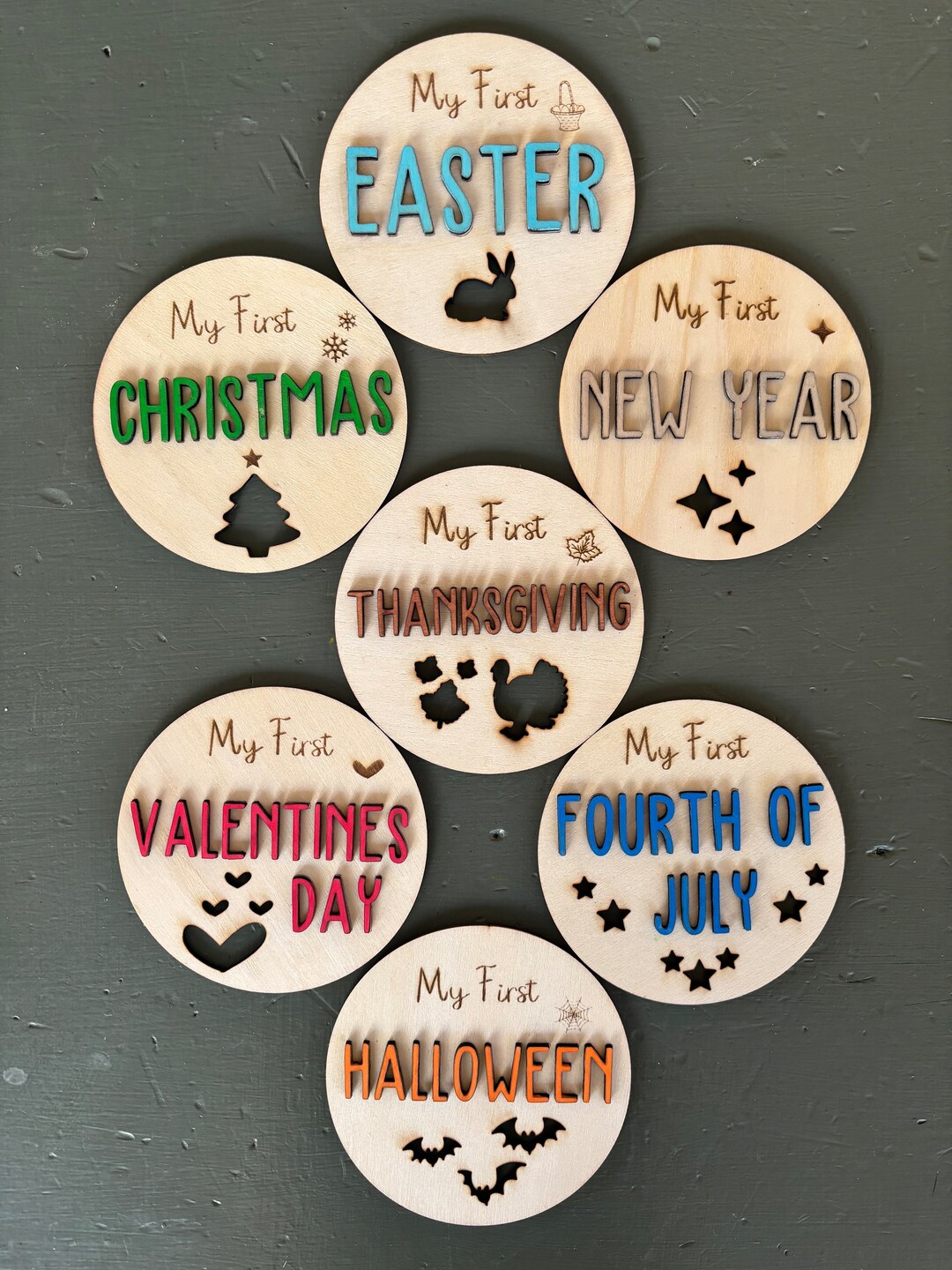 Baby Milestone | Monthly Milestone Circles | Wooden Monthly Milestone ...