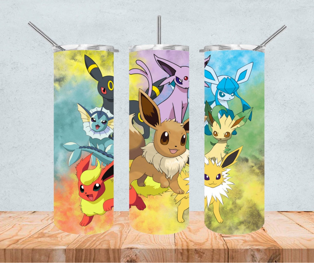 Eevee Evolution Tumbler Pokemon Sublimated Tumbler 20 Oz Stainless ...
