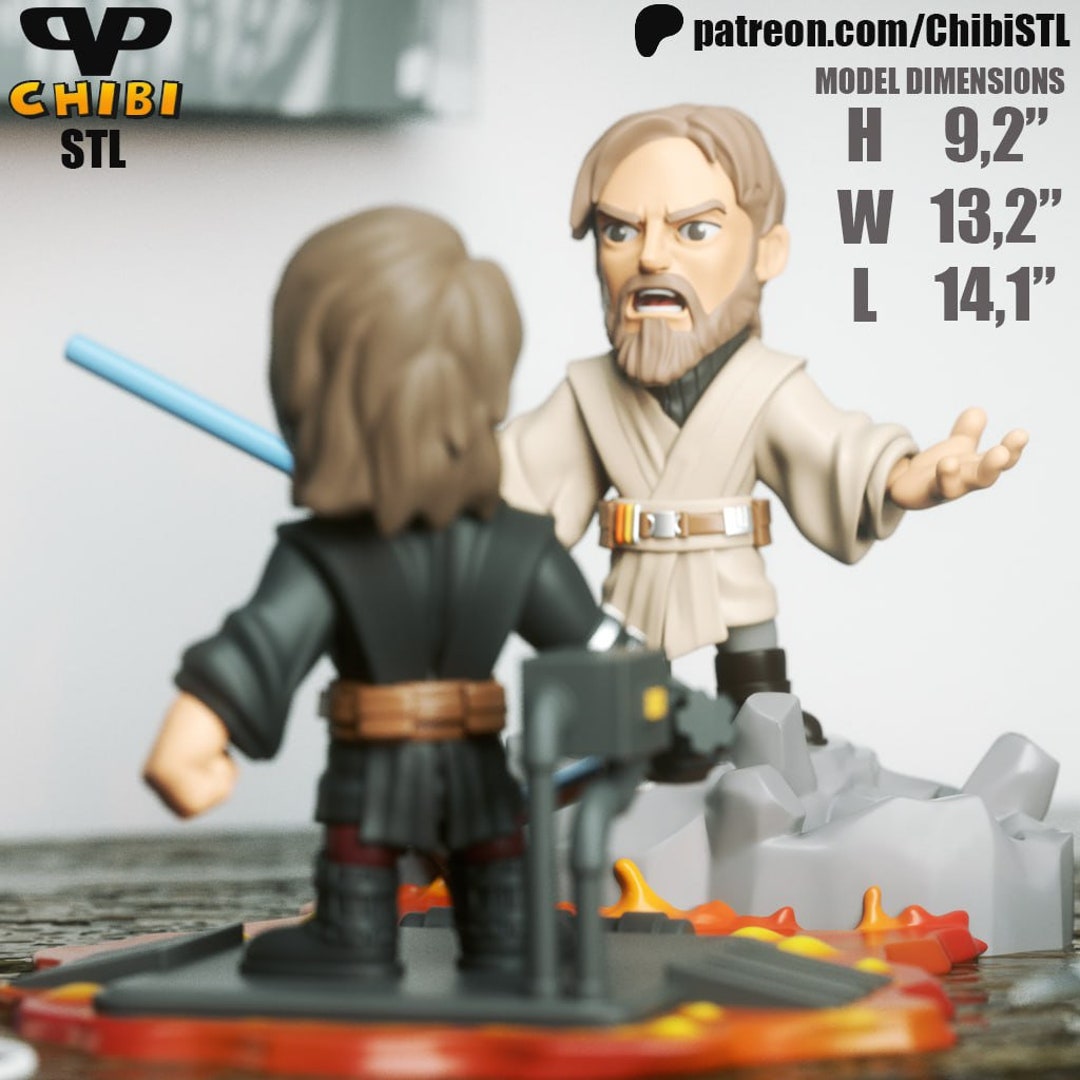 Chibi Obiwan and Anakin the High Ground Diorama - Etsy