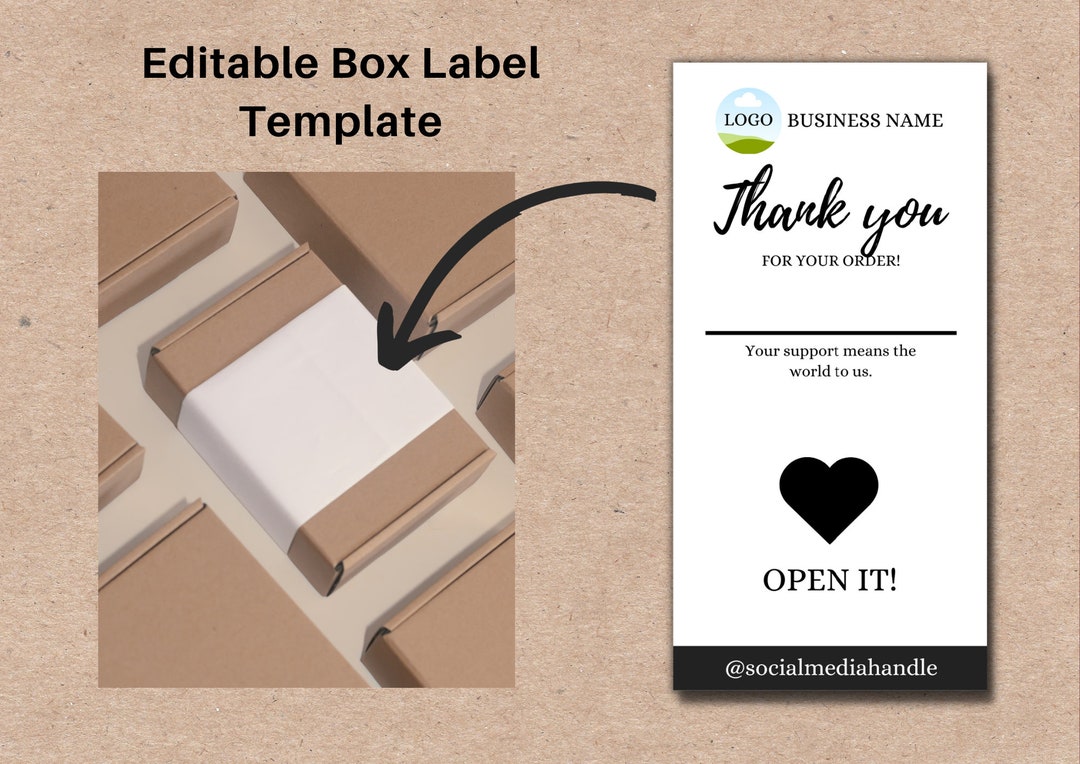 Editable Box Label Template Packaging Sticker Printable Parcel