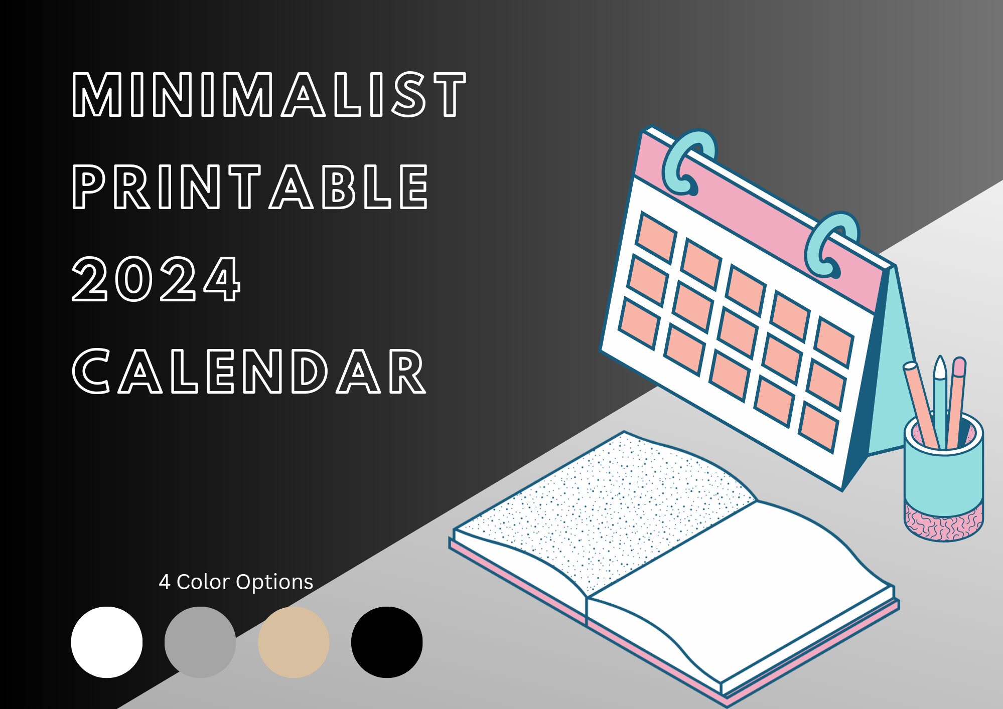 Minimalist Printable 2024 Calendar - Etsy