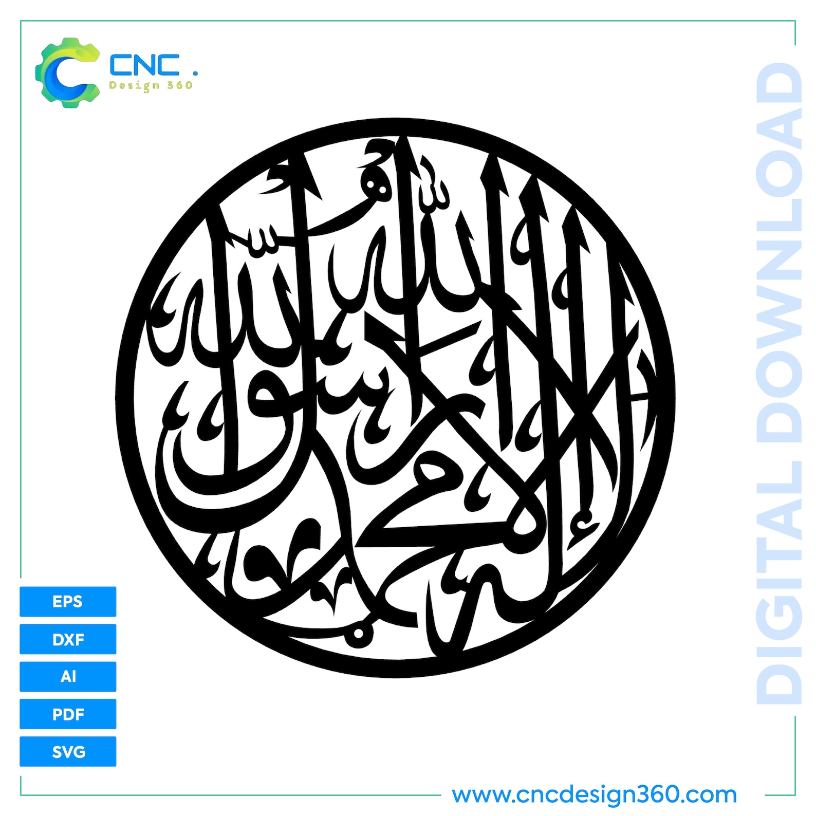 CIRCLE KALMA Calligraphy. Ai, Eps, Dxf, Pdf, Svg, Jpg, Png. Instant ...