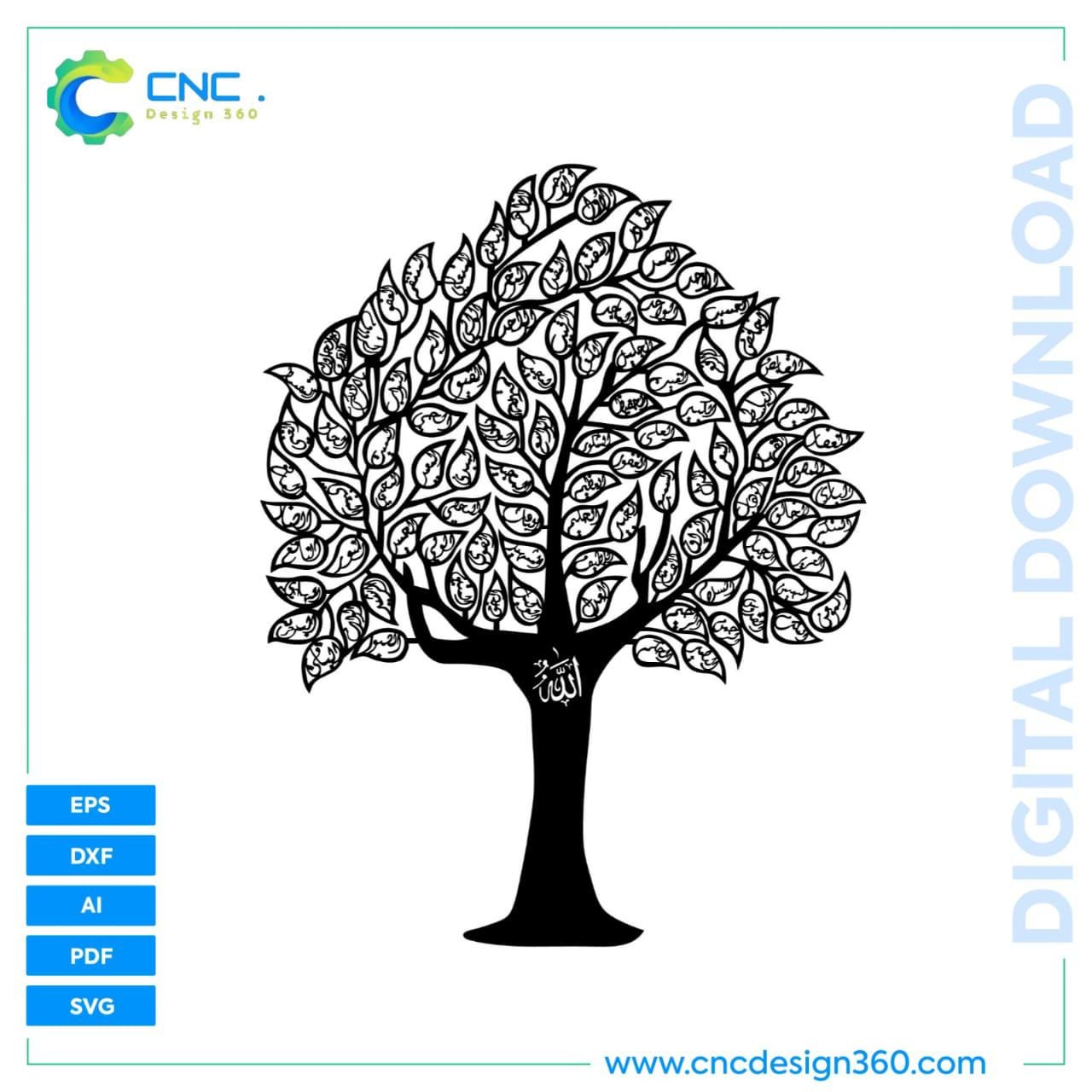 99 Names of Allah Tree | Islamic Calligraphy Art (digital Download) - Etsy