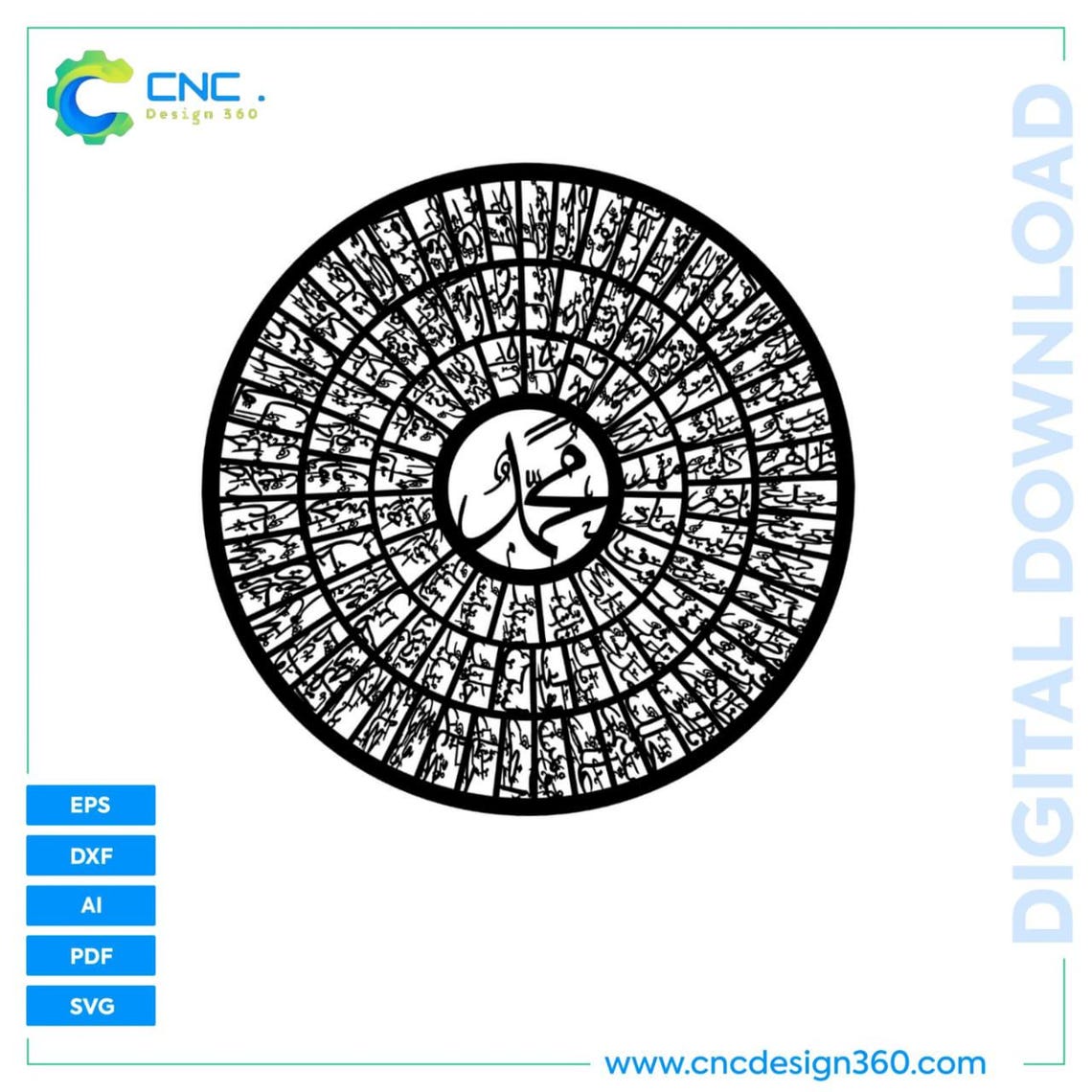 Asma Ul Nabi 99 Names of Muhammad ﷺ | Islamic Art Svg Ai Eps Dxf ...
