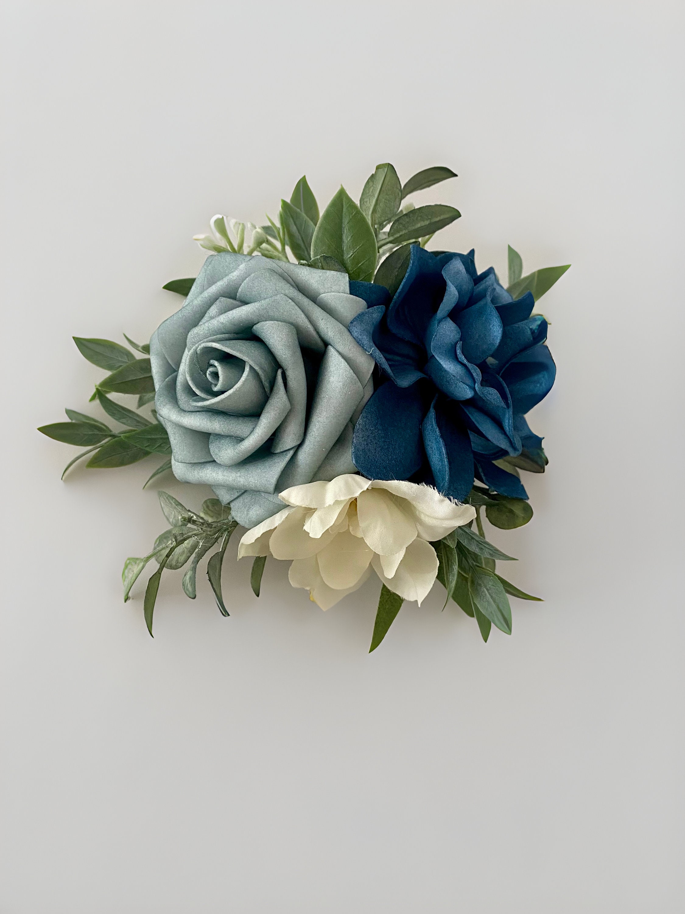Dusty Blue and Ivory Flower Wedding Cake Toppers, Wedding Flowers ...