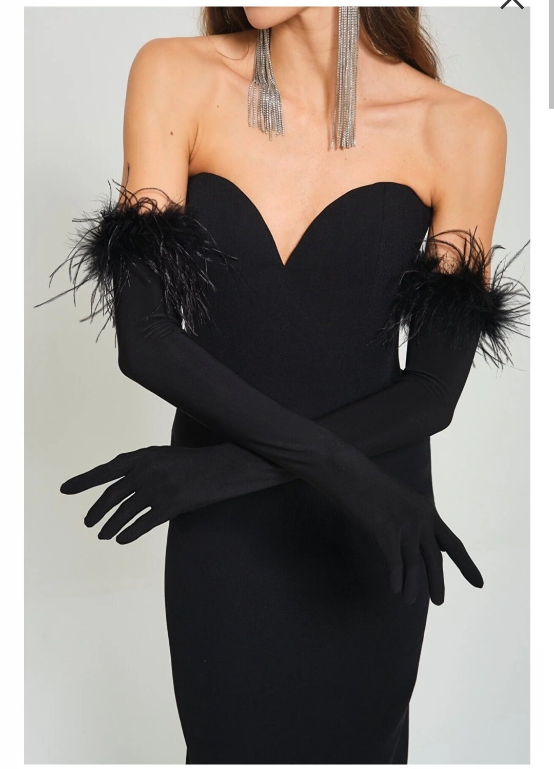 Black Feather Long Gloves - Etsy