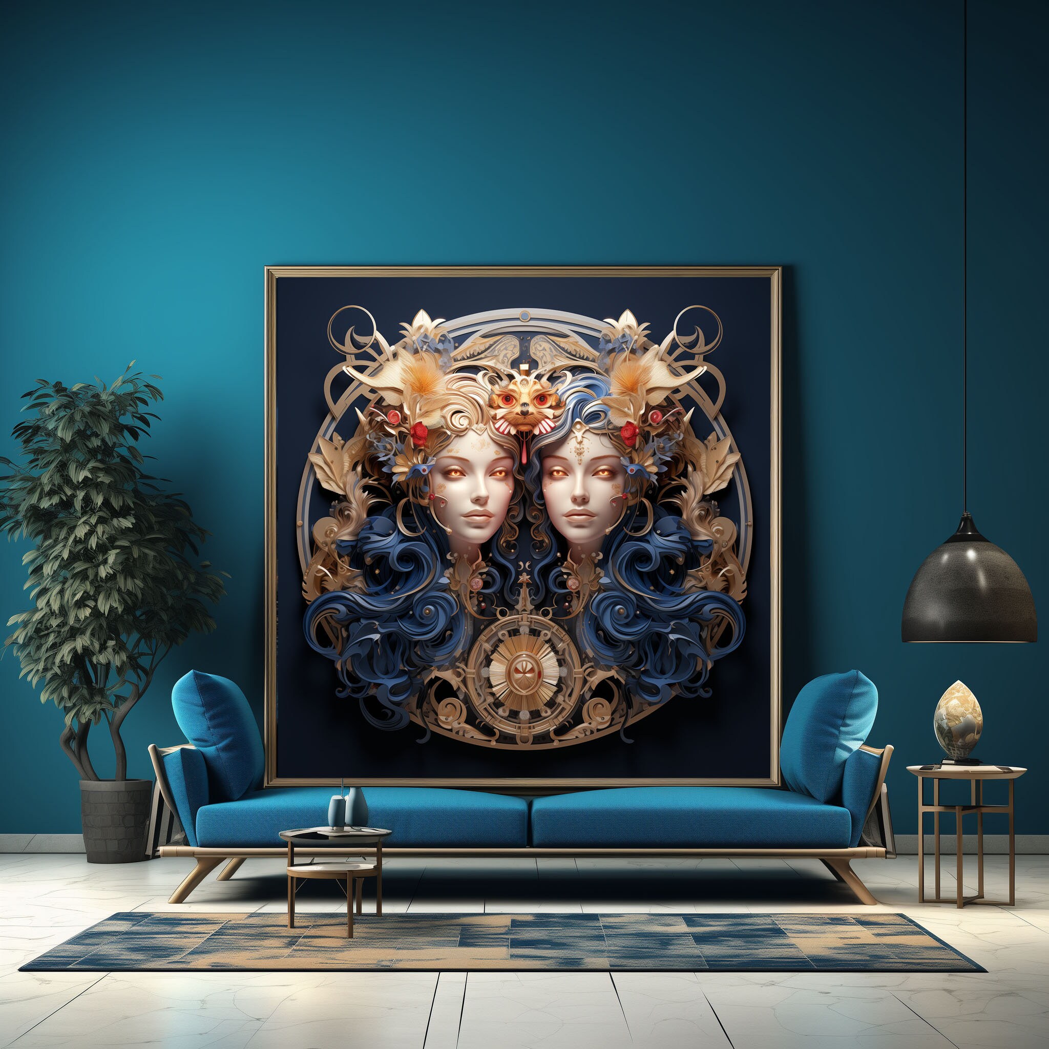 Fantasy Astro Signs Gemini AI Generated AI Art Digital Download Wall ...