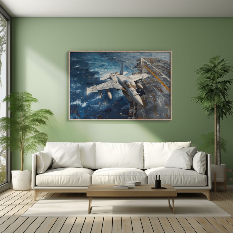 Stylized Fighter Jet Above Carrier | Artistic Landscape Art I Aerospace ...