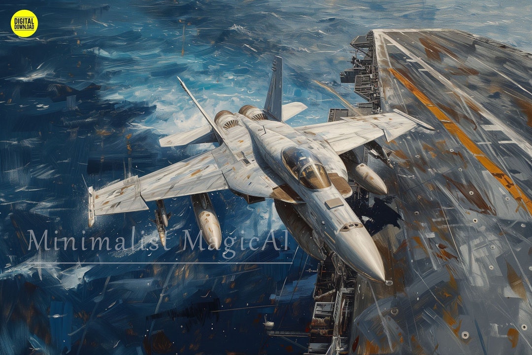 Stylized Fighter Jet Above Carrier | Artistic Landscape Art I Aerospace ...