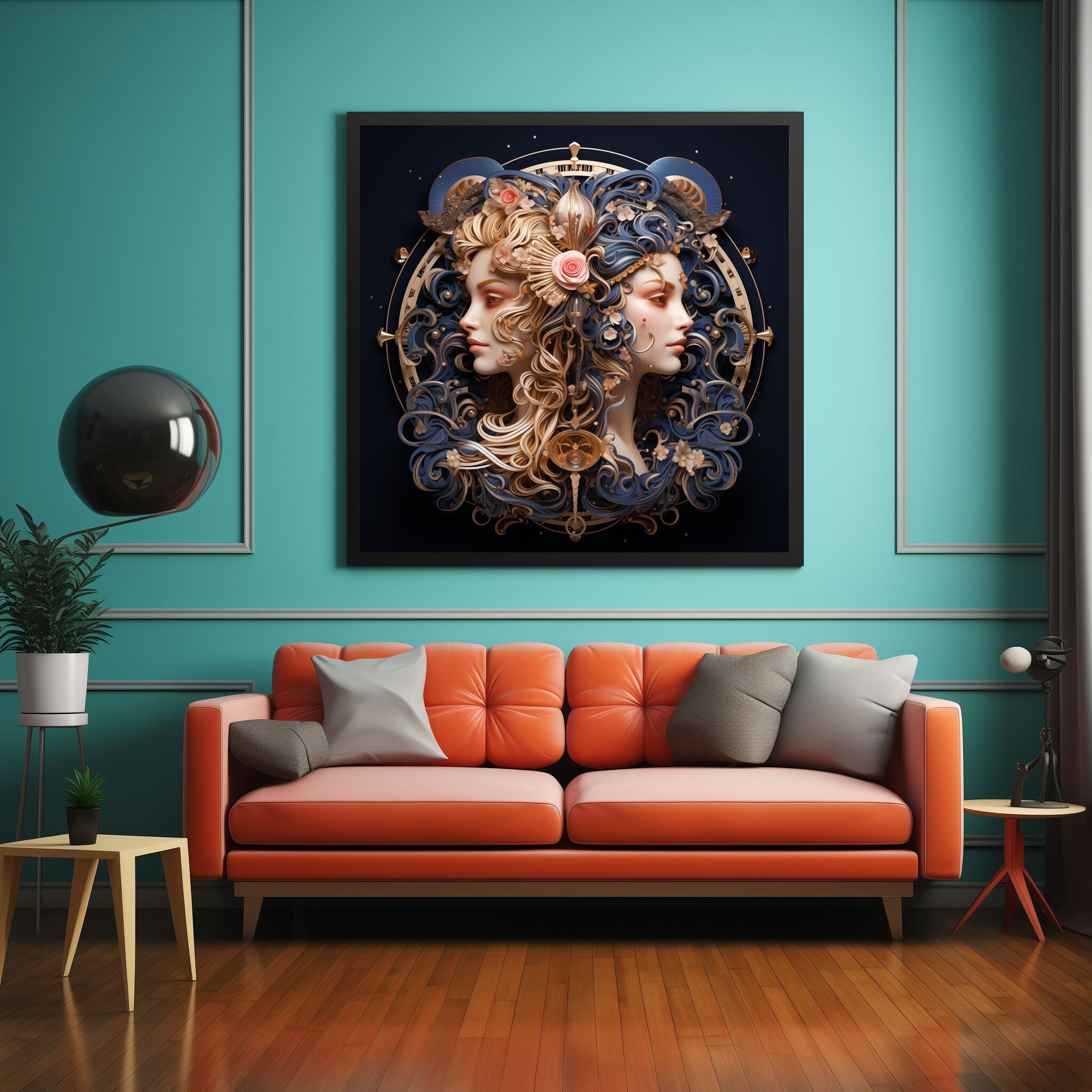 Fantasy Astro Signs Gemini AI Generated AI Art Digital Download Wall ...