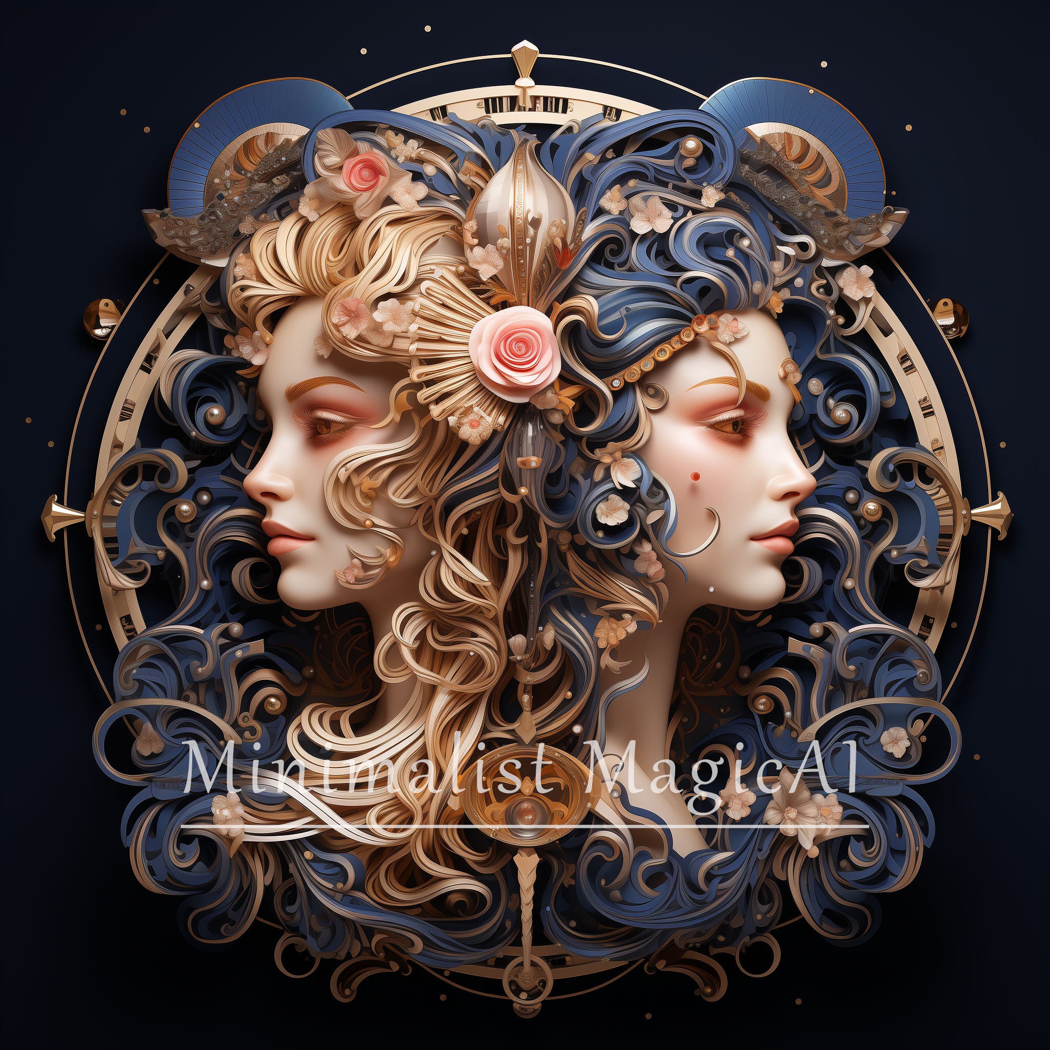 Fantasy Astro Signs Gemini AI Generated AI Art Digital Download Wall ...
