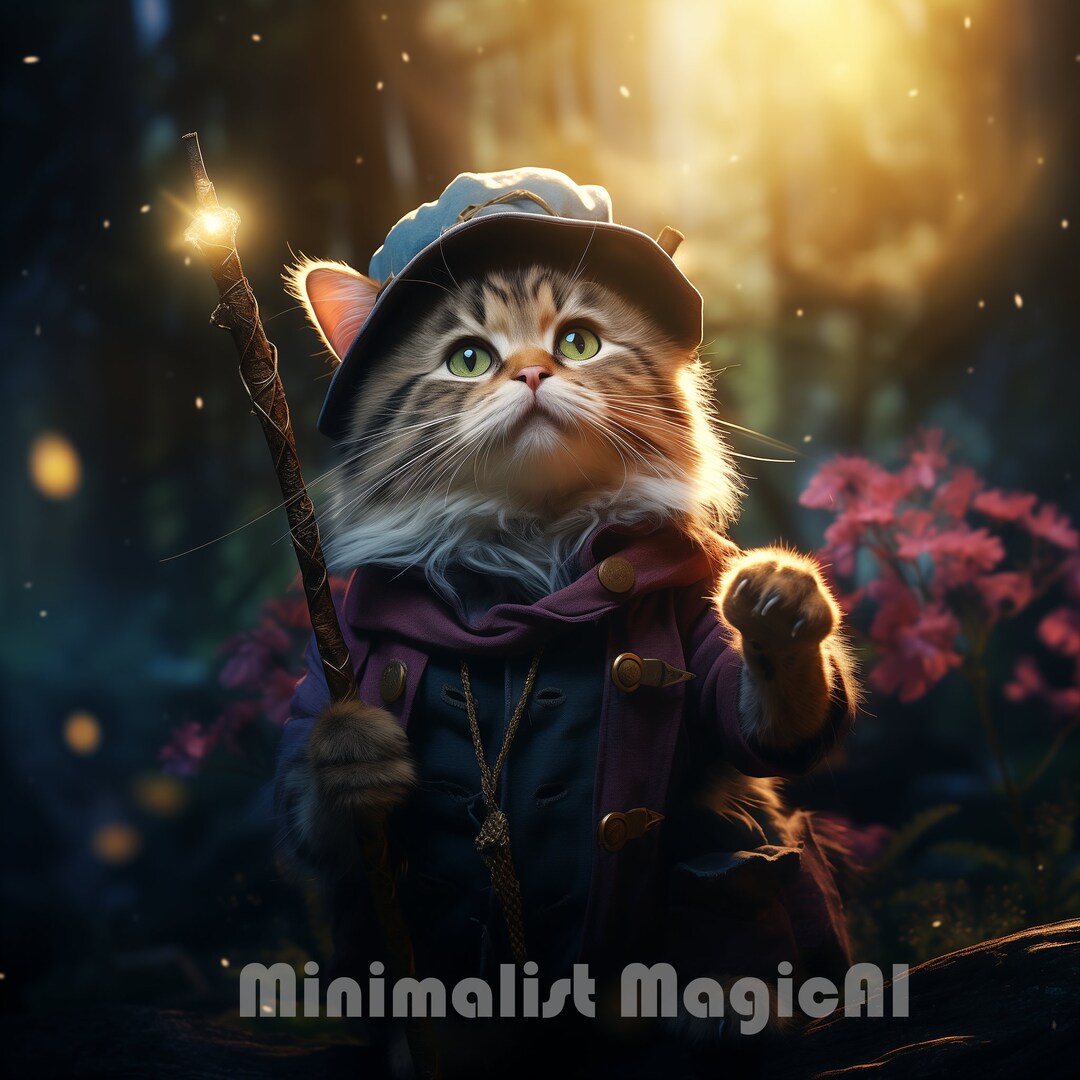 Cat Wizard 2 Cat Wizard in Forest AI Generated AI Art Digital Download ...