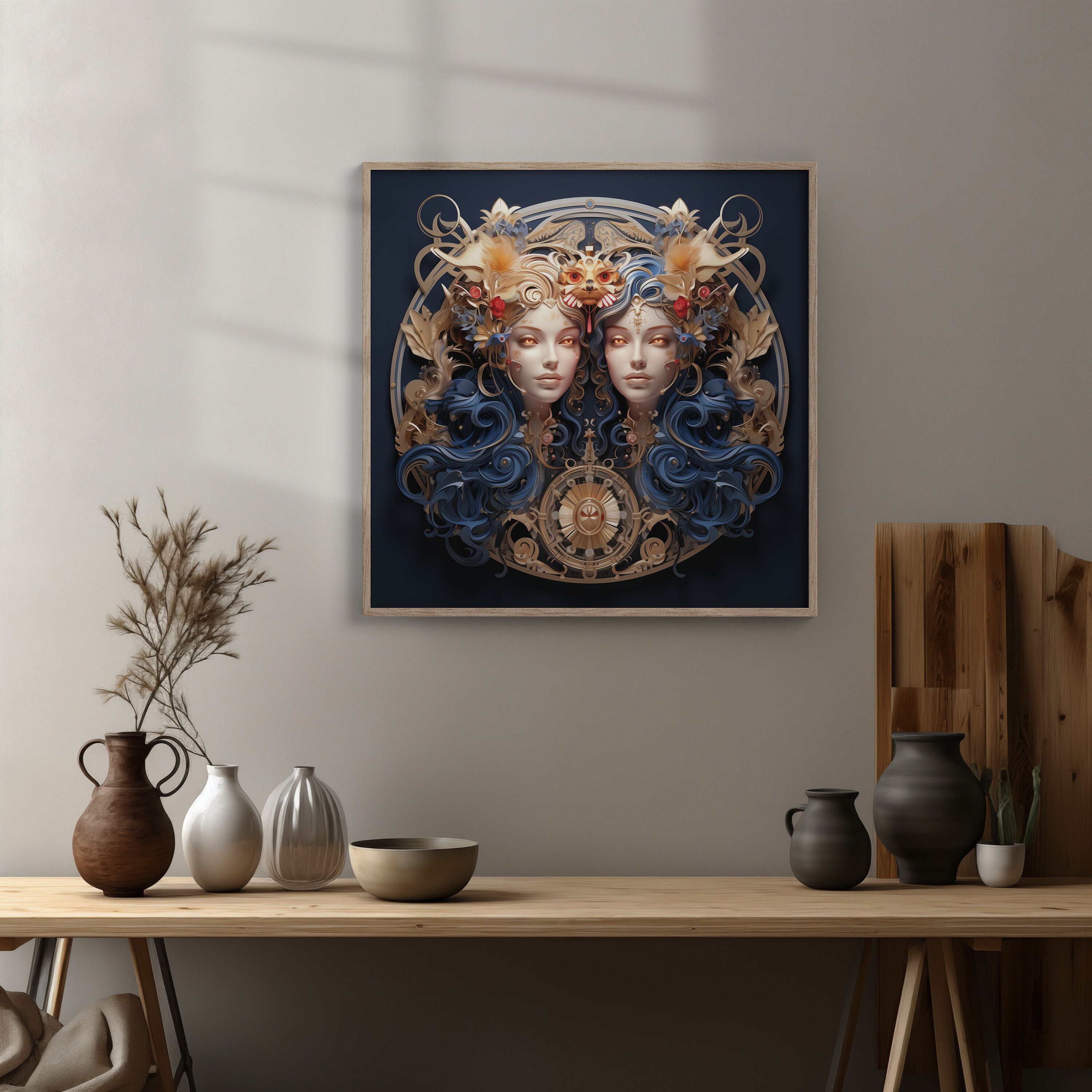 Fantasy Astro Signs Gemini AI Generated AI Art Digital Download Wall ...