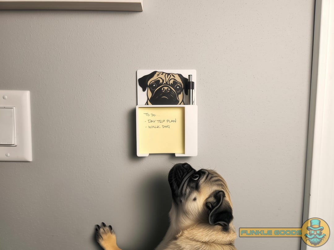 Pug Notes! Sticky Note Holder – Wall-mounted or Desktop Organizer for ...