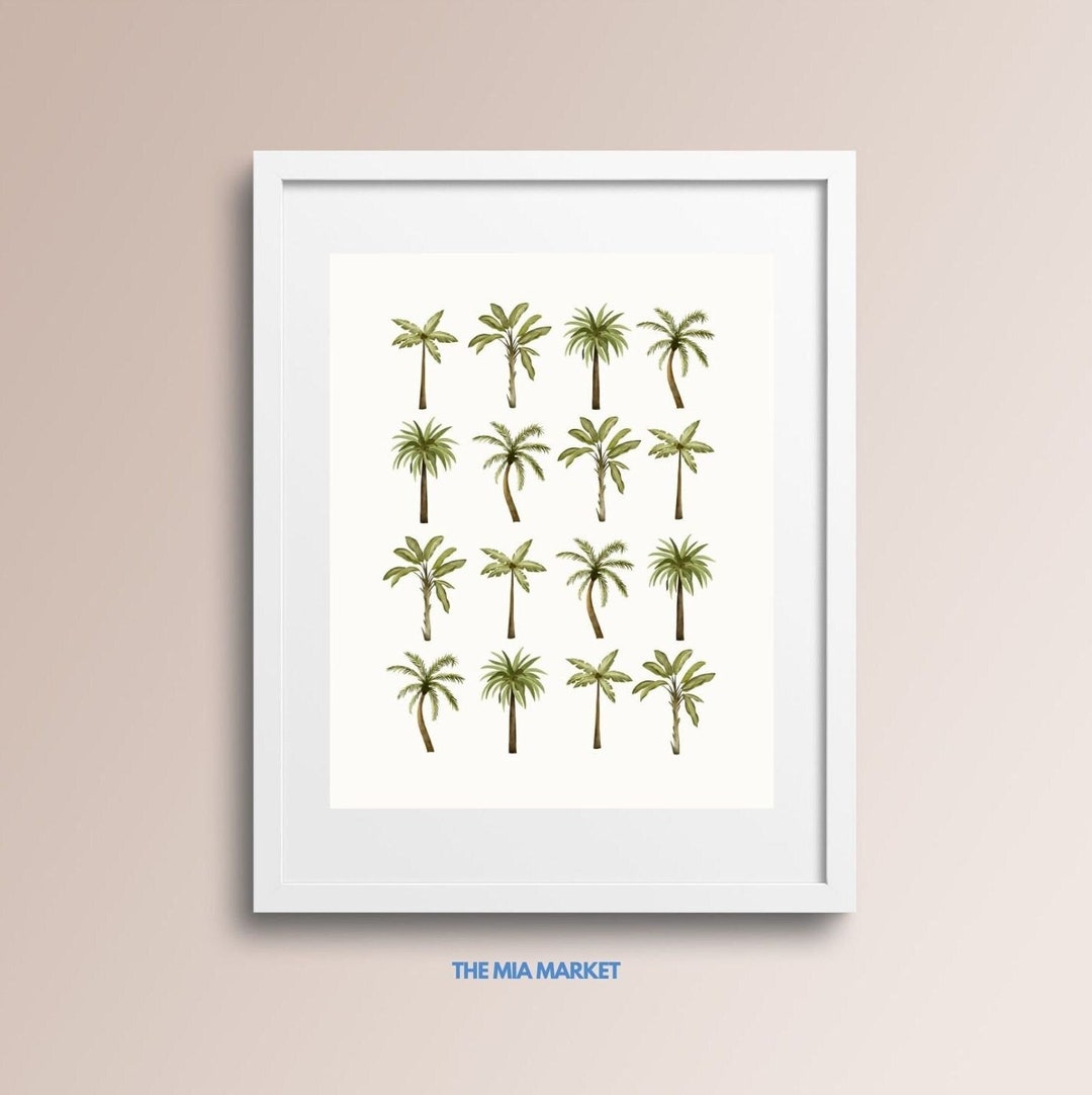 The Palms Giclée Minimalist Palm Trees Art Print With Cream Background ...
