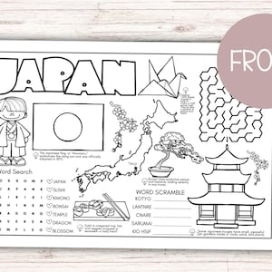 Japan Themed Printable Activity Sheet, Placemat for Kids – Word Search ...