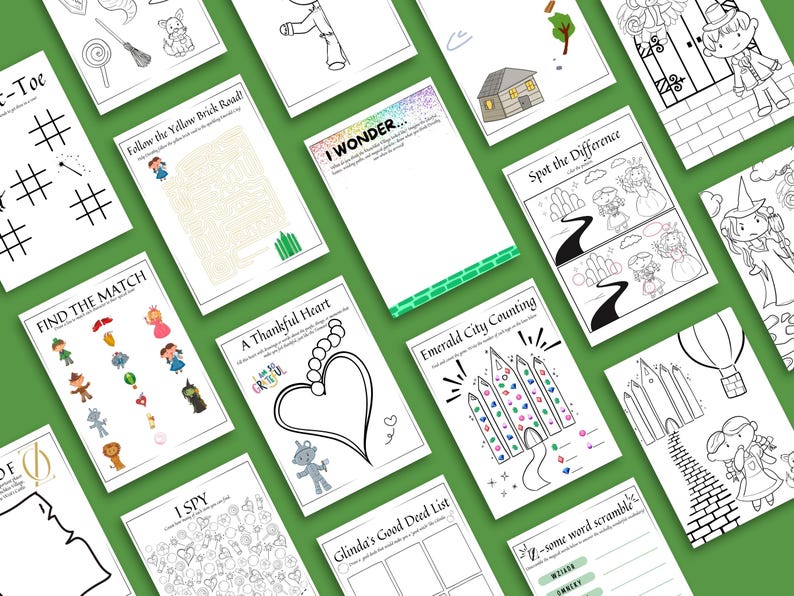 Wizard of Oz Kids Activity Book PDF, Printable Coloring Pages, Wicked ...