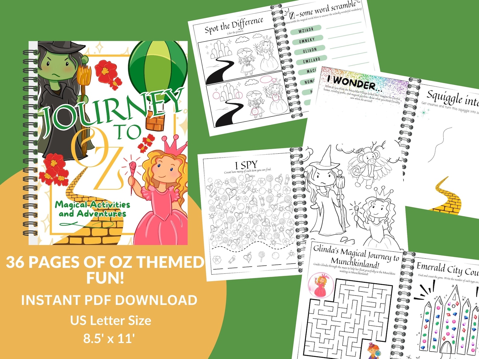 Wizard of Oz Kids Activity Book PDF, Printable Coloring Pages, Wicked ...