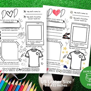 Soccer, All About Dad, Fathers Day Gift, All About My Dad Printable ...