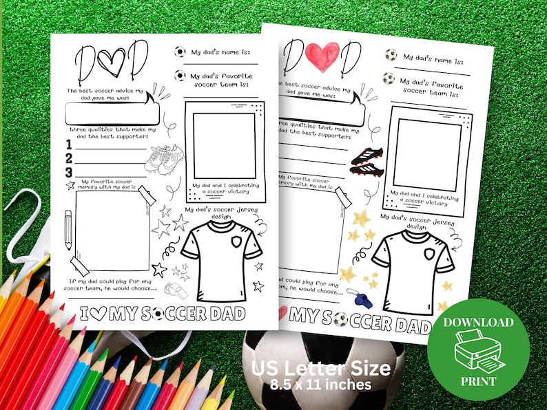 Soccer, All About Dad, Fathers Day Gift, All About My Dad Printable ...