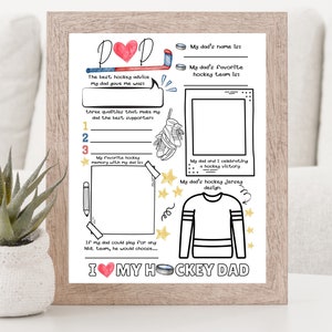 Hockey, All About Dad, Fathers Day Gift, All About My Dad Printable ...