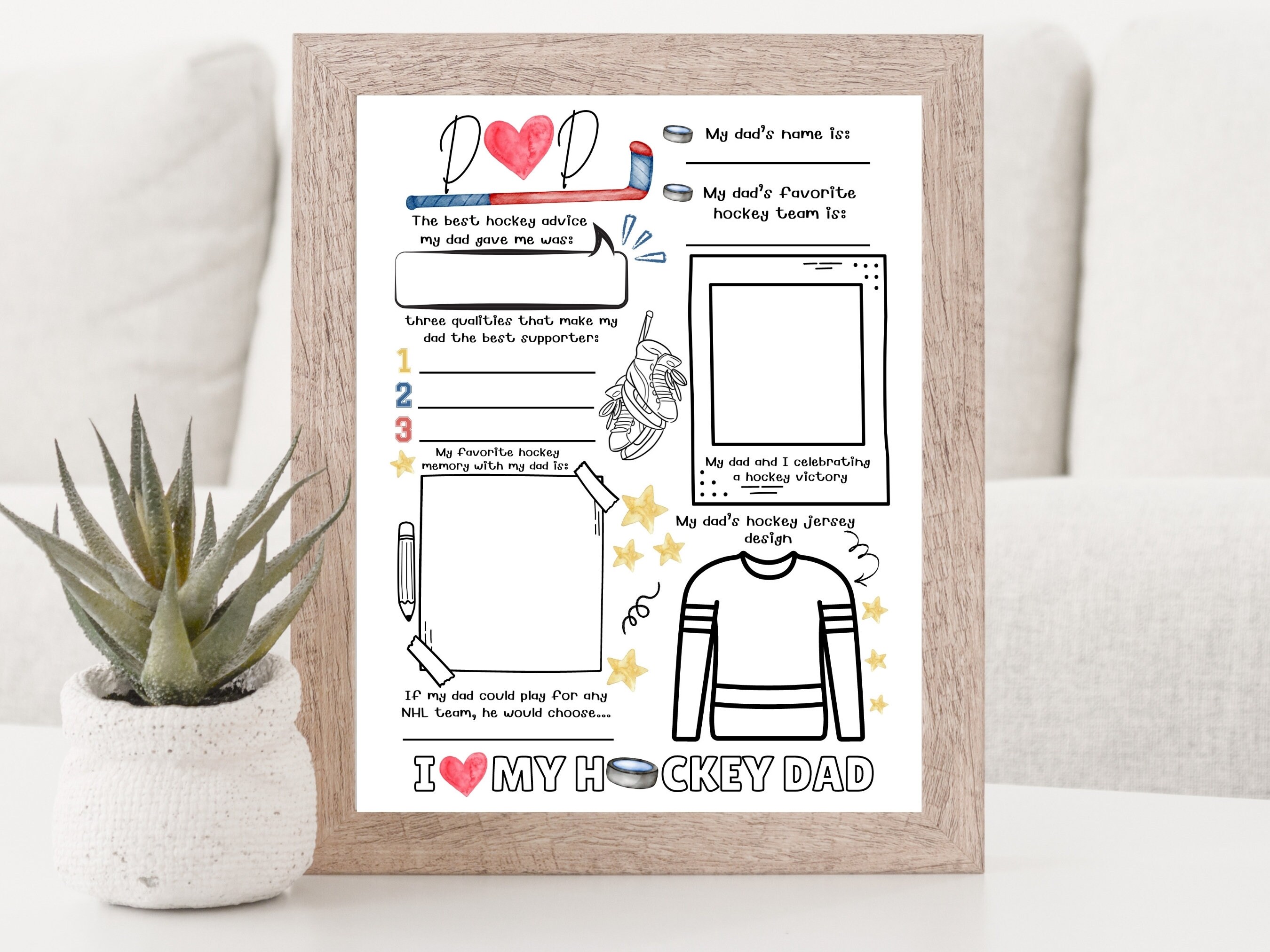 Hockey, All About Dad, Fathers Day Gift, All About My Dad Printable ...