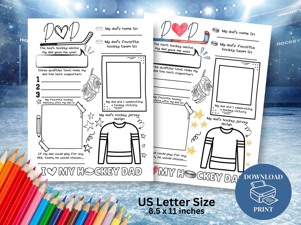 Hockey, All About Dad, Fathers Day Gift, All About My Dad Printable ...