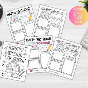 Teacher Birthday Printable, Teacher Birthday Card, Thank You Teacher ...