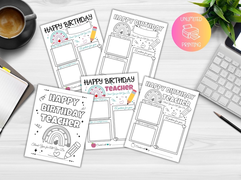 Teacher Birthday Printable, Teacher Birthday Card, Thank You Teacher ...