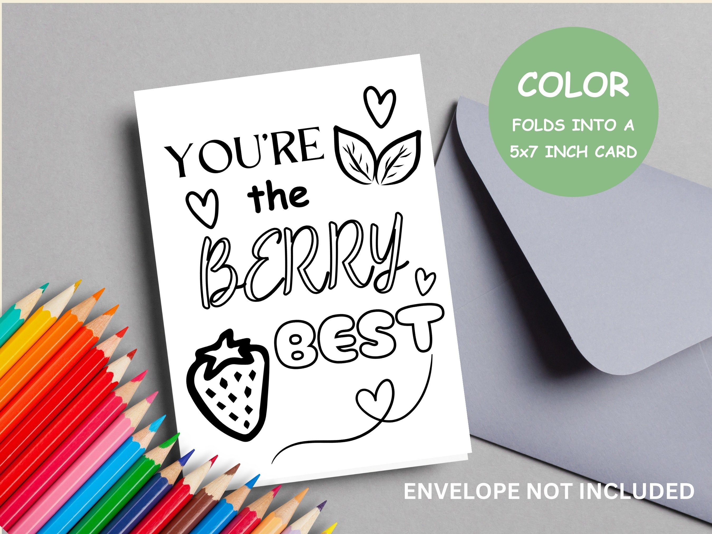 PRINTABLE You're the Berry Best Coloring Teacher Card, Thank You ...