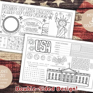 USA Themed Printable Activity Sheet, Placemat, for Kids – Word Search ...
