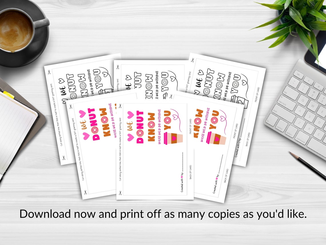 PRINTABLE Donut, Coloring Teacher Card, Thank You Teacher, Teacher ...