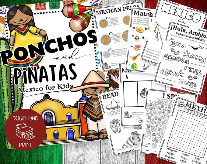 Mexico Activity Printables for Kids, Cultural Around the World Learning ...