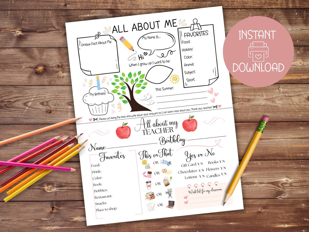 Printable Teacher Questionnaire, Getting to Know You Questionnaire ...