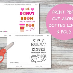 PRINTABLE Donut, Coloring Teacher Card, Thank You Teacher, Teacher ...