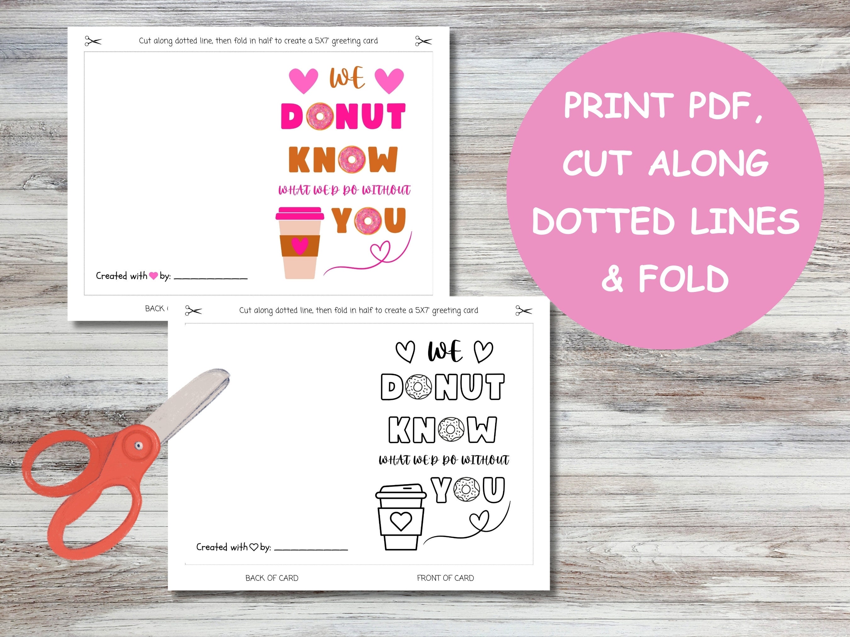 PRINTABLE Donut, Coloring Teacher Card, Thank You Teacher, Teacher ...