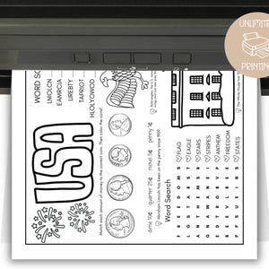 USA Themed Printable Activity Sheet, Placemat, for Kids – Word Search ...
