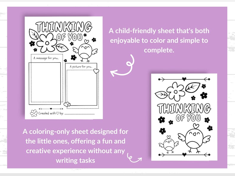 NEW Printable Thinking of You, Printable Coloring Page, Kid Coloring ...