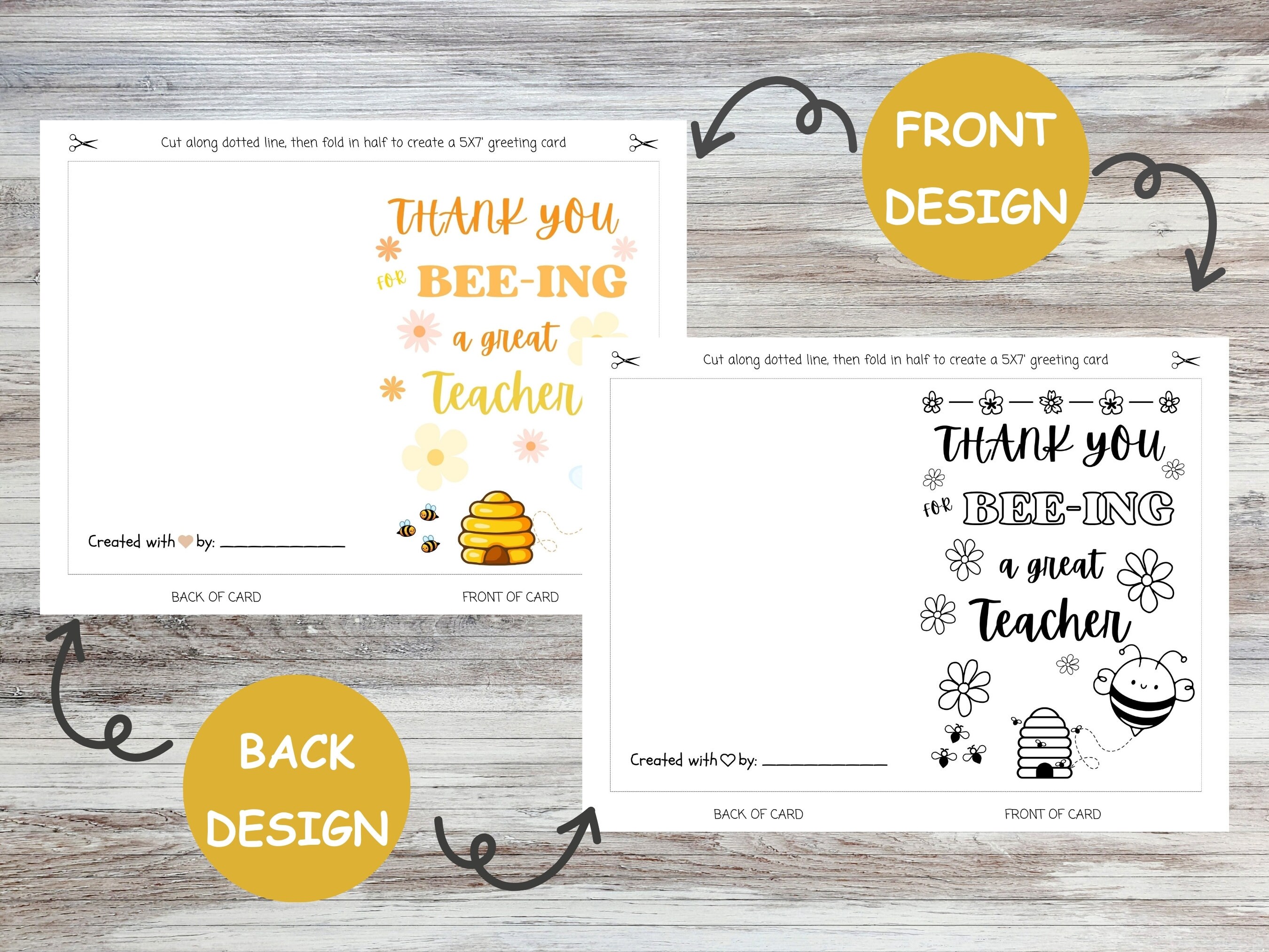 PRINTABLE Bee, Coloring Teacher Card, Thank You Teacher, Teacher ...