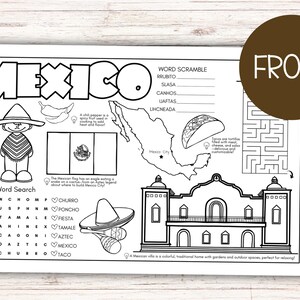 Mexico Themed Printable Activity Sheet, Placemat, for Kids – Word ...