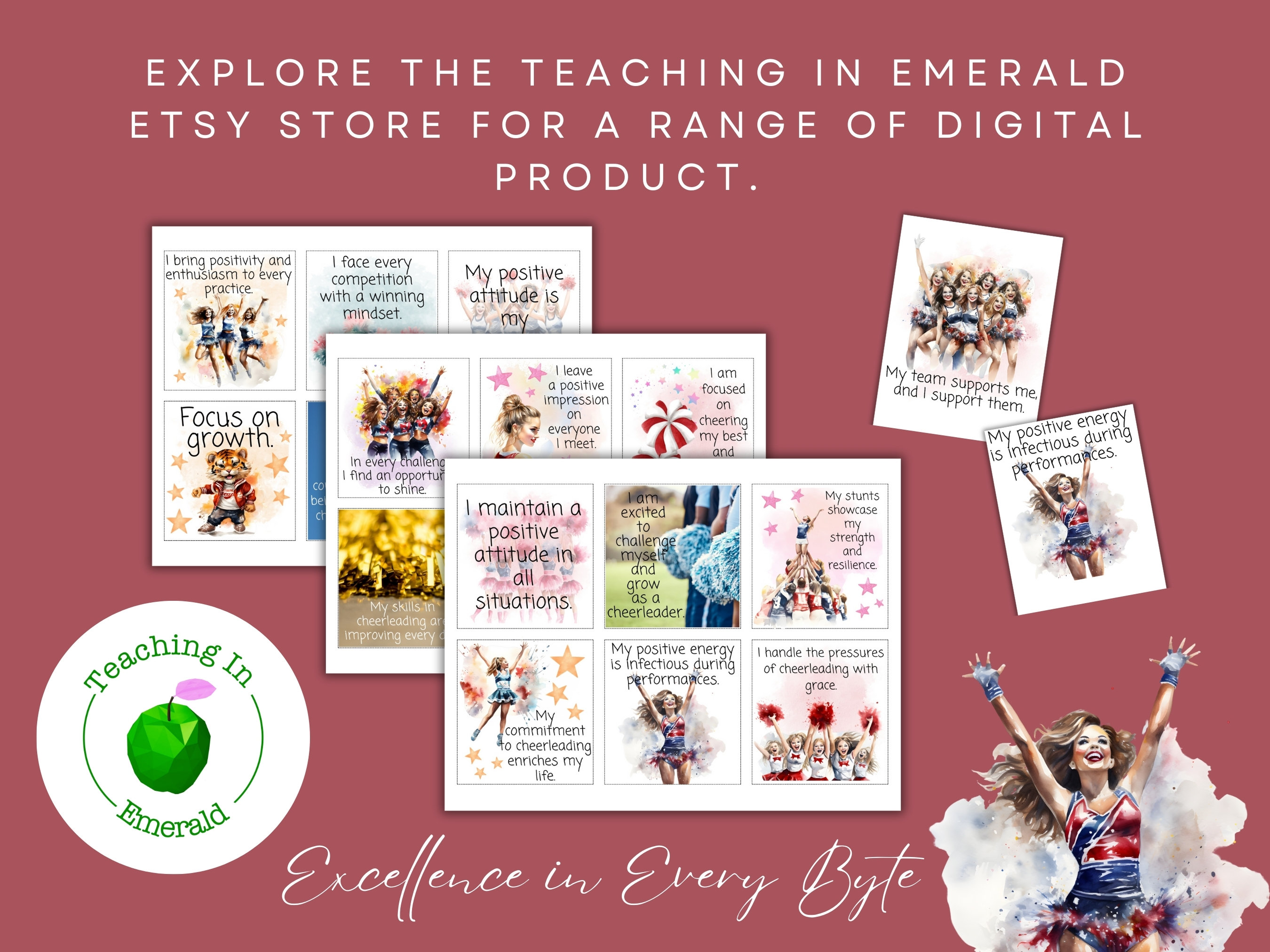 Cheerleading Lunch Box Notes for Kids, Positive Affirmations ...