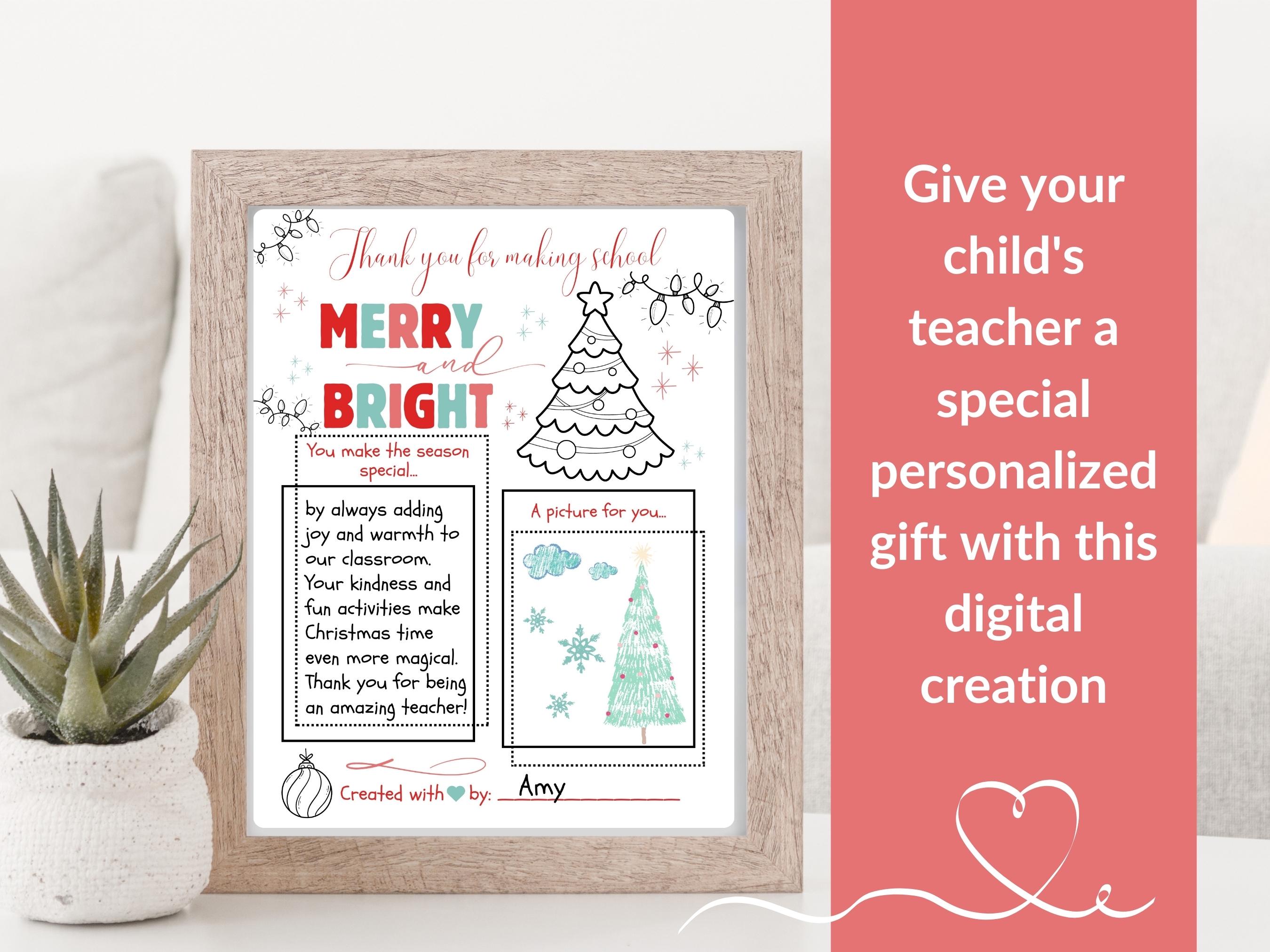 Printable Thank You for Making School Merry and Bright, Teacher ...