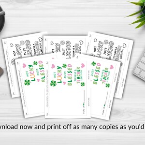 PRINTABLE St. Patrick's Day, Coloring Teacher Card, Thank You Teacher ...