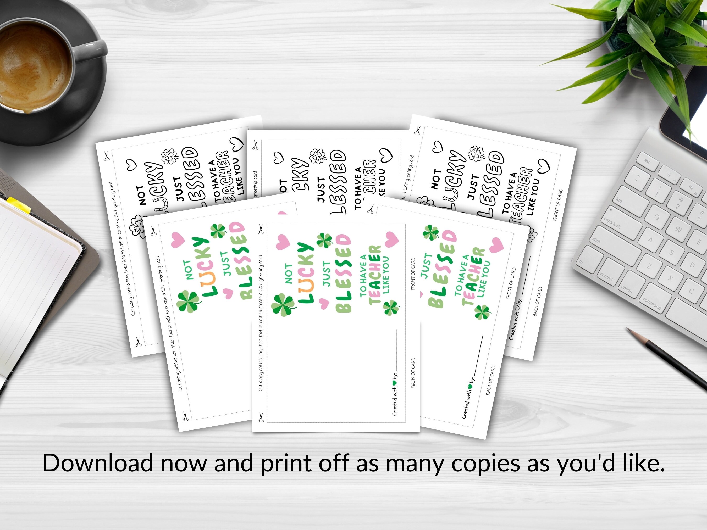 PRINTABLE St. Patrick's Day, Coloring Teacher Card, Thank You Teacher ...