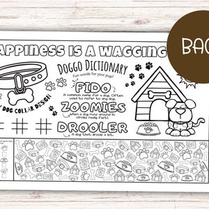 Dog, Puppy, Pet Themed Printable Activity Sheet, Placemat for Kids ...